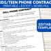 Editable Teen/kids Phone Contract, Cell Phone Contract Template, Cell ...