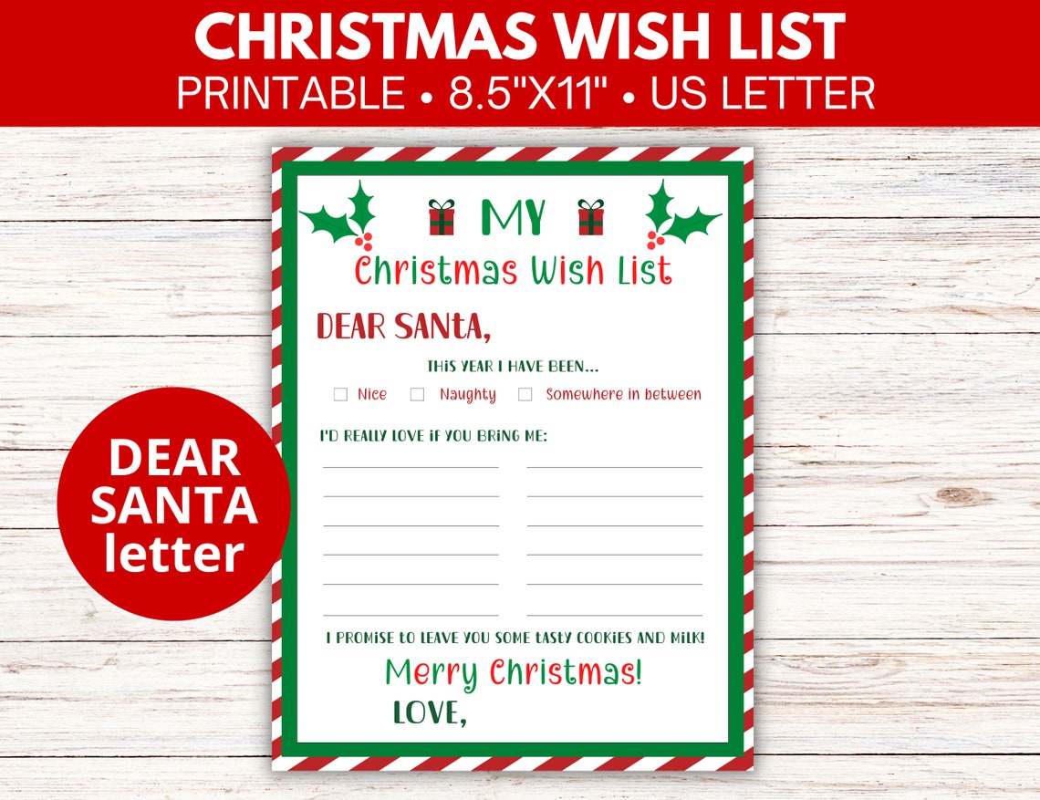 Christmas Wish List for Kids Printable Letters to Santa - Etsy