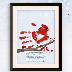 Winter Handprint Craft, Red Cardinal Bird Handprint Art, Printable ...