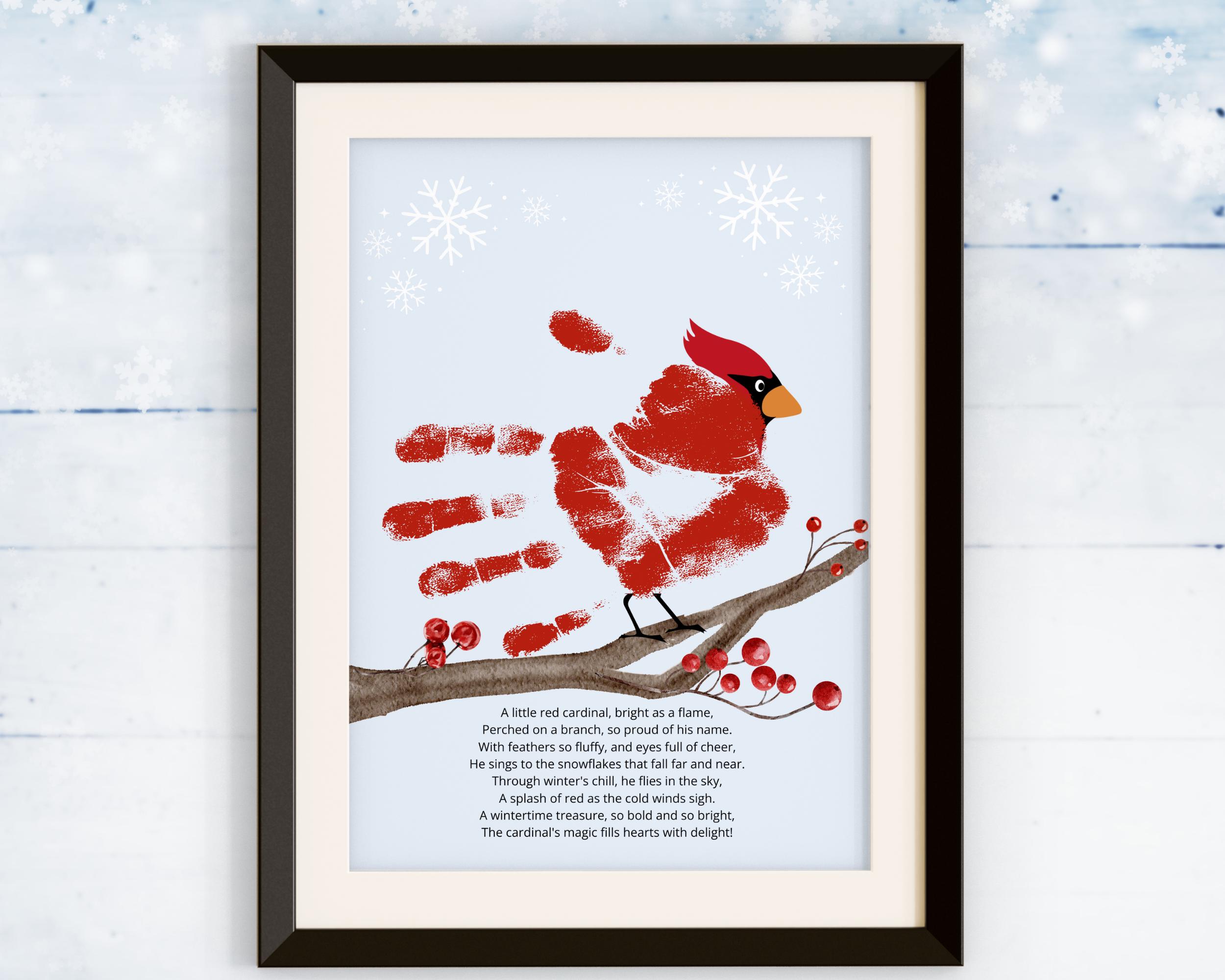 Winter Handprint Craft, Red Cardinal Bird Handprint Art, Printable ...