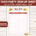 Sign up Sheet Template for Taco Bar, Printable Taco Party Sign Up ...