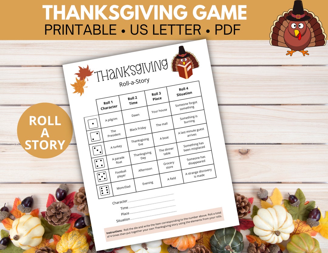Thanksgiving Roll a Story Dice Game, Thanksgiving Classroom Games ...
