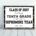 First Day of 10th Grade Sign Printable, Class of 2027 Sophomore Year ...