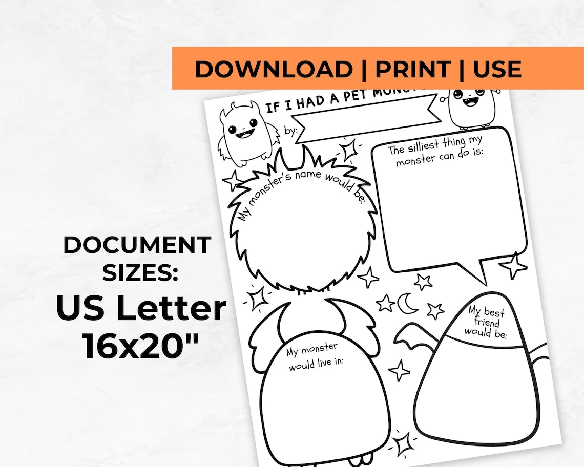 Cute Halloween Monster Printable, Kids Activity, If I Had a Pet Monster ...
