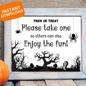 Halloween Door Sign Printable, Trick or Treat Sign, Please Take One ...