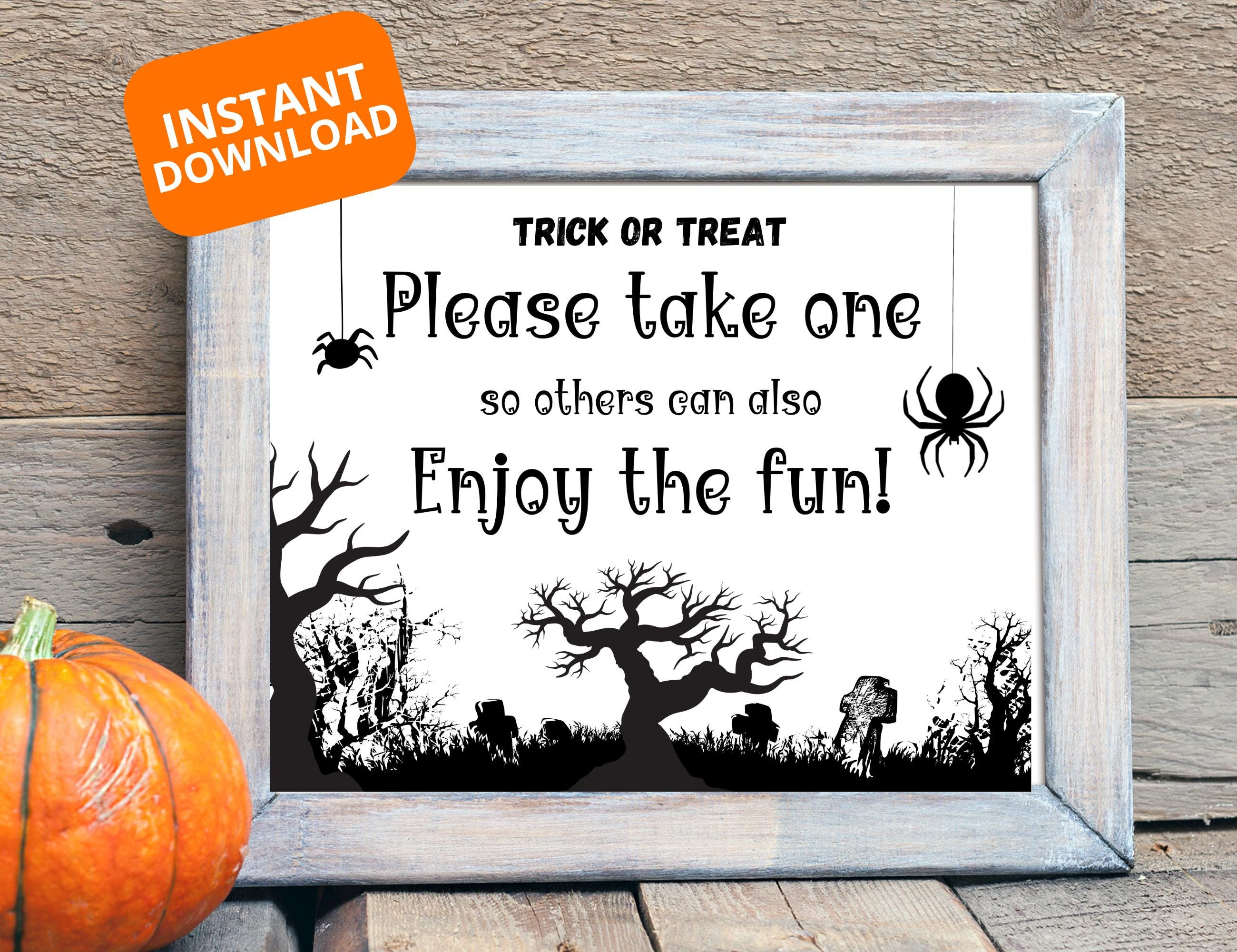 Halloween Door Sign Printable, Trick or Treat Sign, Please Take One ...