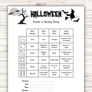 Halloween Party Dice Game, Kids Halloween Activity, Halloween Story ...