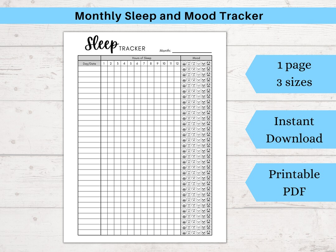 Printable Sleep Tracker, Sleep Journal, Sleep Log, Sleep Mood Tracker ...