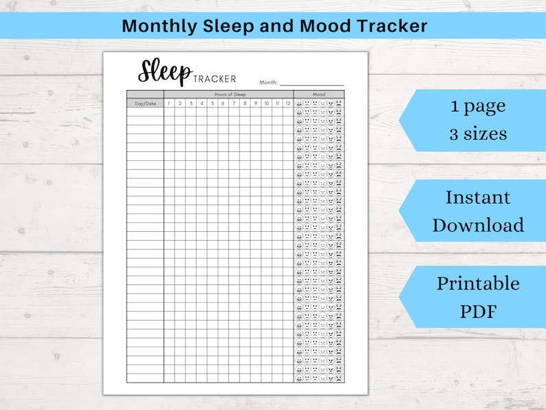 Printable Sleep Tracker Sleep Journal Sleep Log Sleep Mood - Etsy