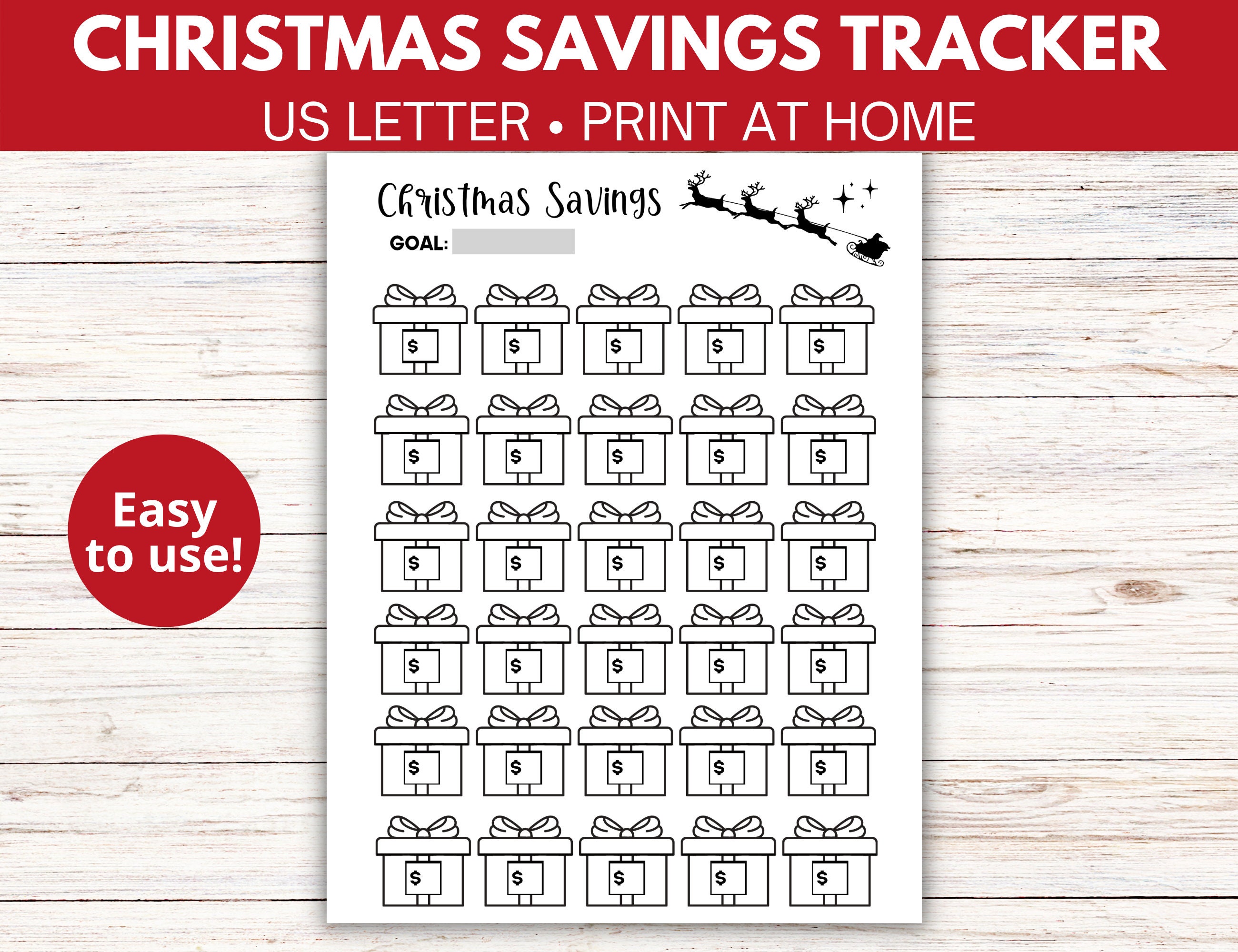 Christmas Cash Savings Tracker, Holiday Savings Chart, Christmas Gift ...
