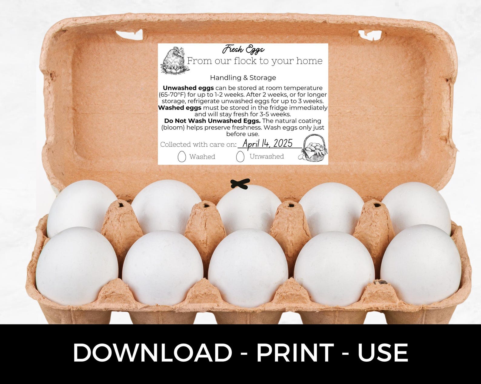 Egg Handling Instructions, Printable Egg Carton Labels, How to Store ...
