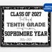 First Day of 10th Grade Sign Printable, Class of 2027 Sophomore Year ...