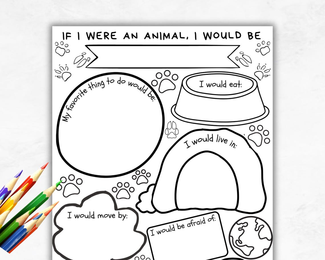 If I Were an Animal Printable Poster, Zoo Jungle Party Activity, Camp ...