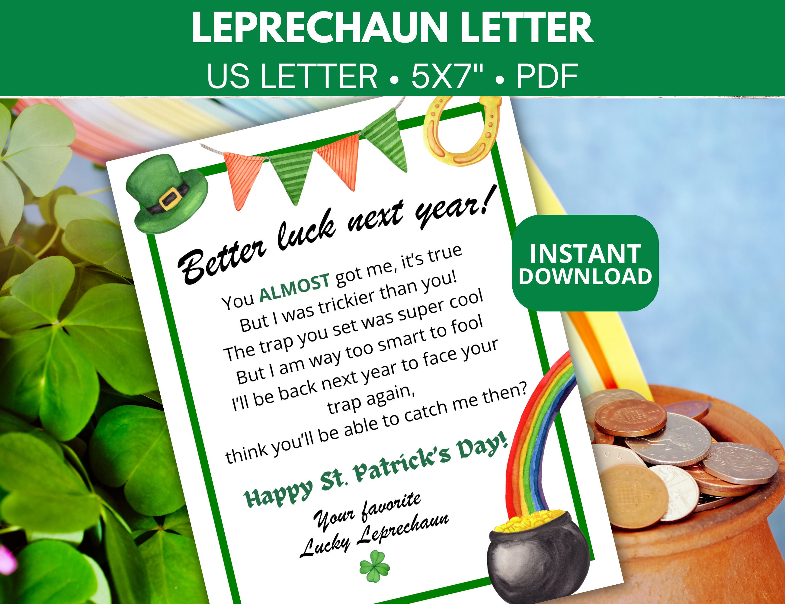 Letter From Leprechaun, Printable Leprechaun Letter for Kids, Note From ...