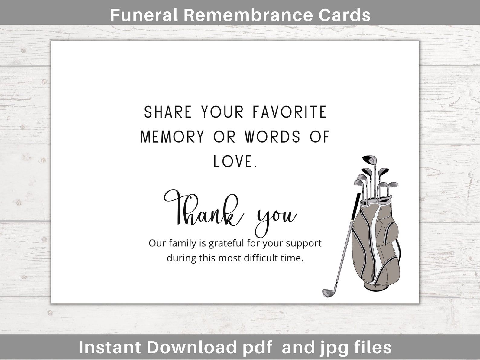 Funeral Golf Remembrance Cards Printable Memorial Cards - Etsy