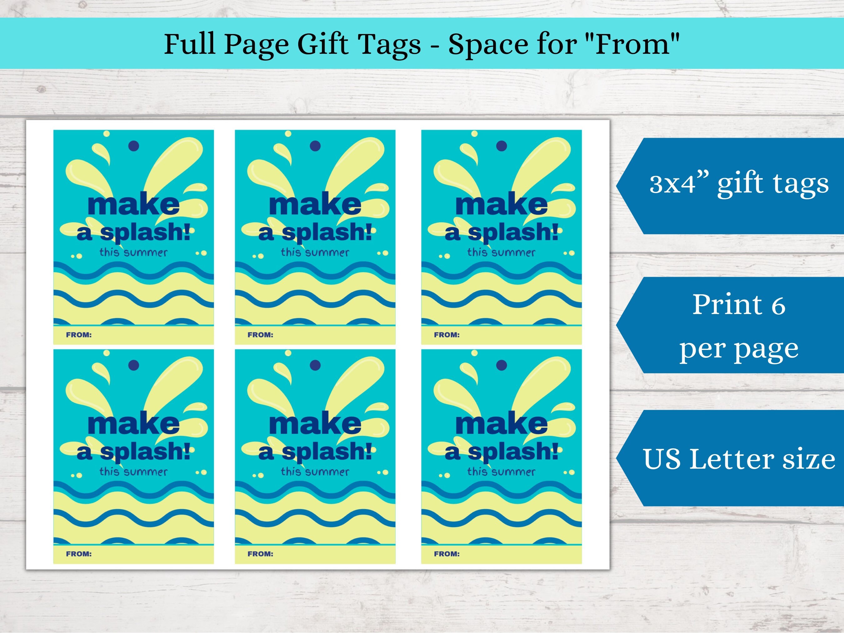 Make a Splash Summer Gift Tag, Student Gift Tags, Teacher Class Gift ...
