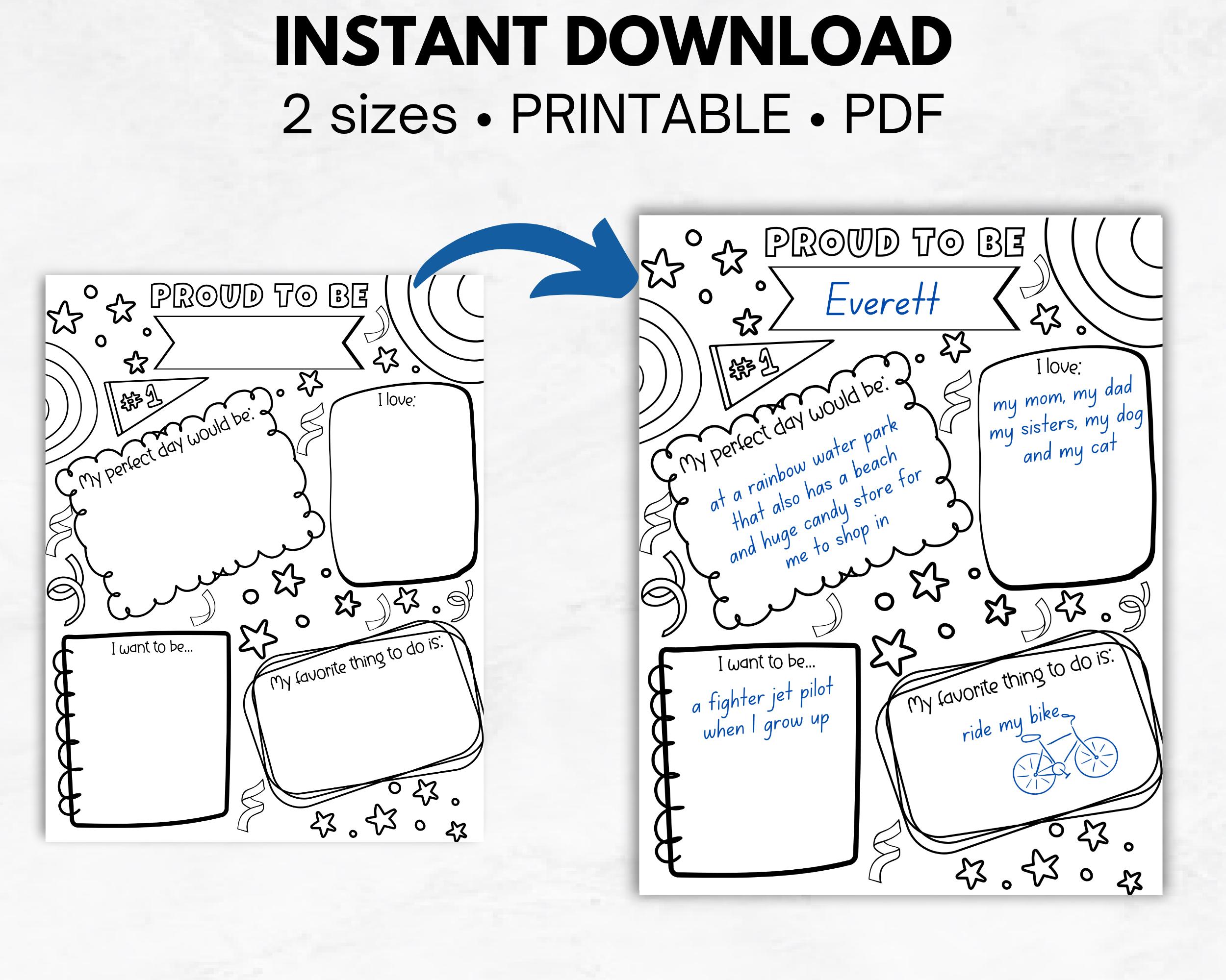 Proud to Be Me Printable, Kids School Activity, All About Me Poster ...