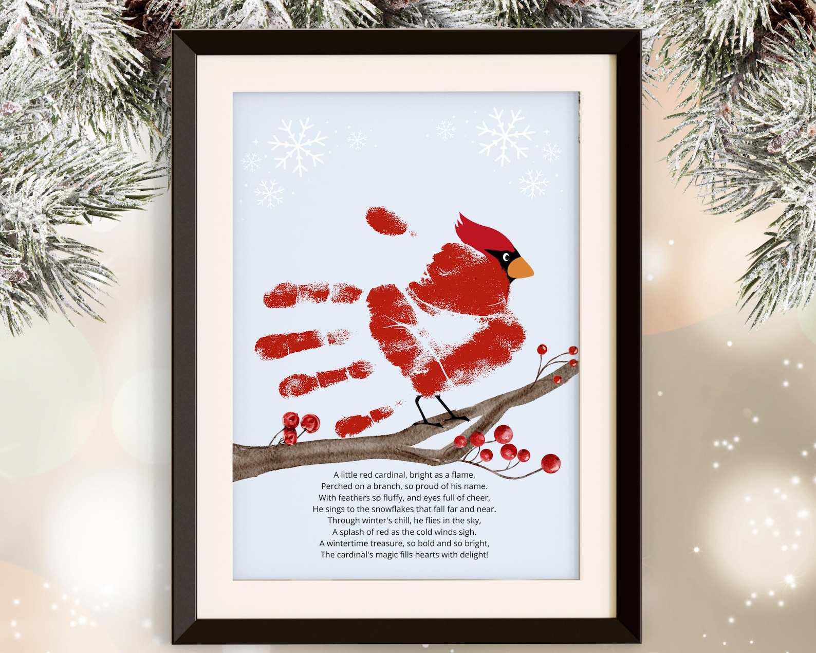 Winter Handprint Craft, Red Cardinal Bird Handprint Art, Printable ...