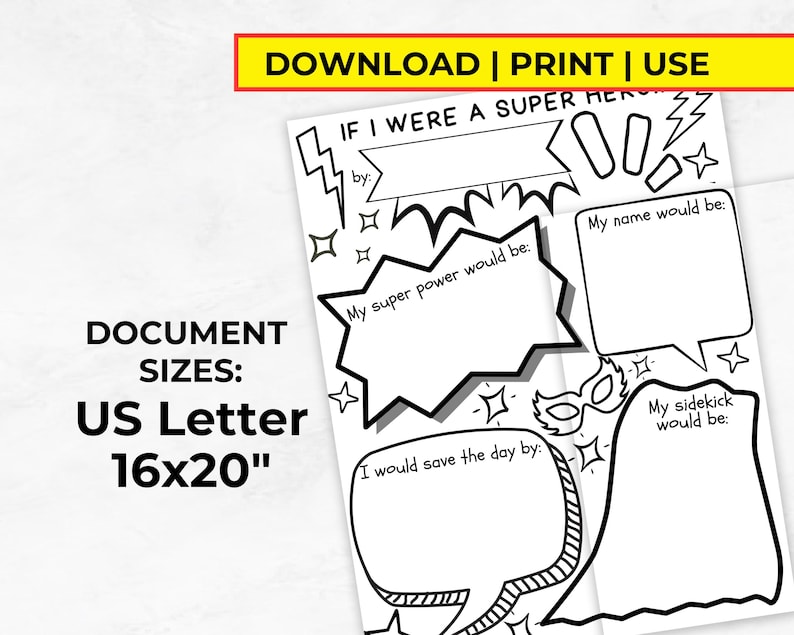 If I Were a Superhero Printable, Superhero Party Activity, Classroom ...