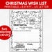 Christmas Wish List Coloring Page for Kids, Printable Letter to Santa ...