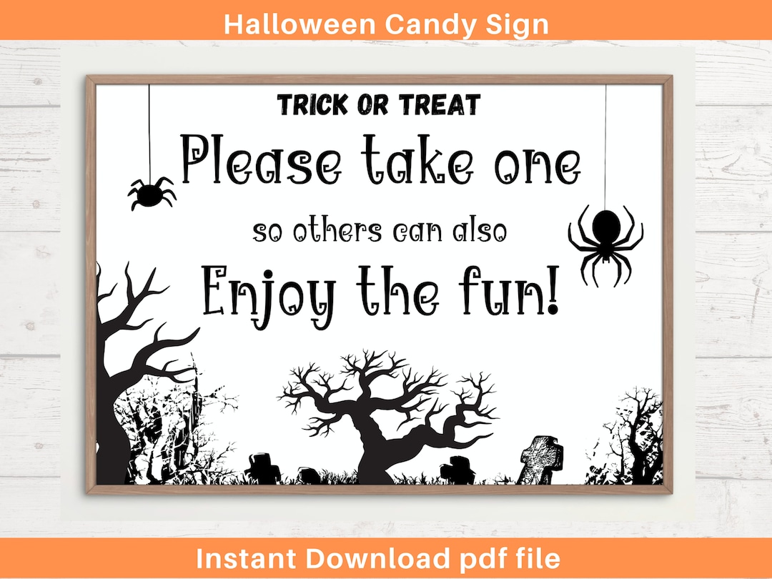 Halloween Door Sign Printable, Trick or Treat Sign, Please Take One ...