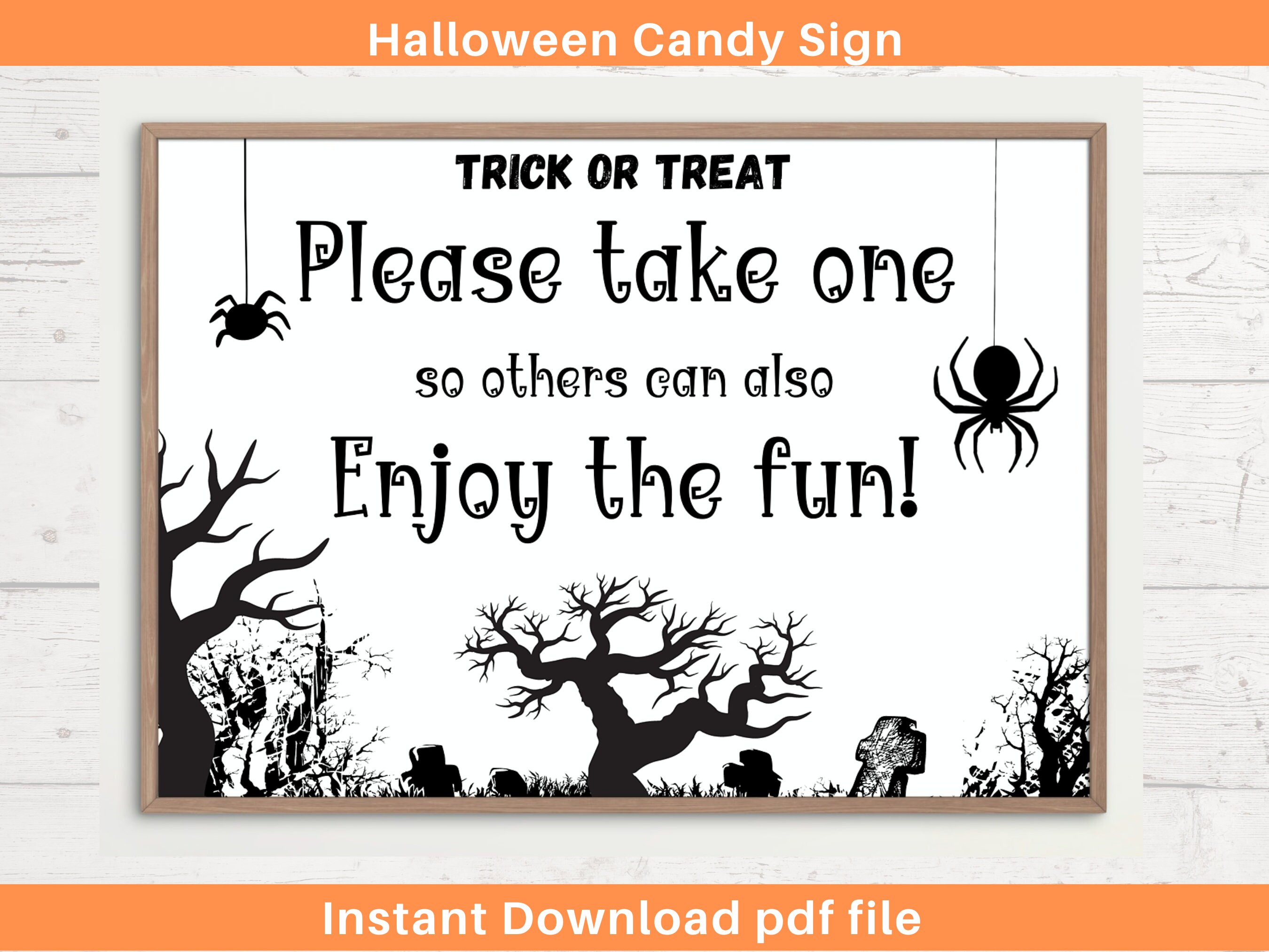Halloween Door Sign Printable, Trick or Treat Sign, Please Take One ...