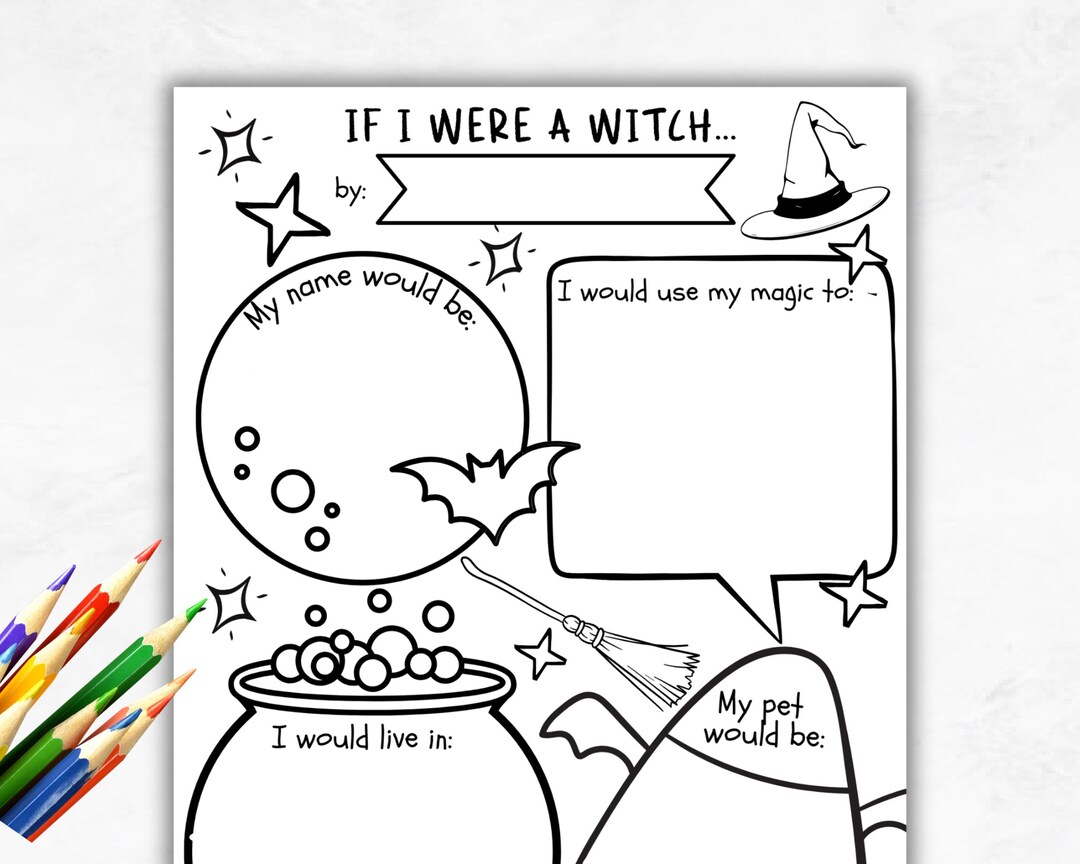 Halloween Printable If I Were a Witch Activity, Halloween Coloring Page ...