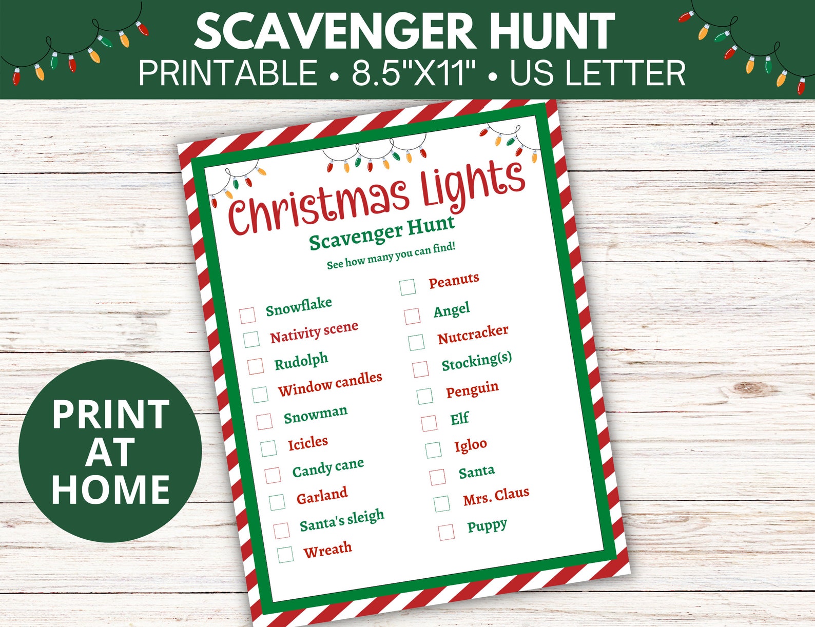 Christmas Lights Outdoor Scavenger Hunt, Xmas Scavenger Hunt Printable ...
