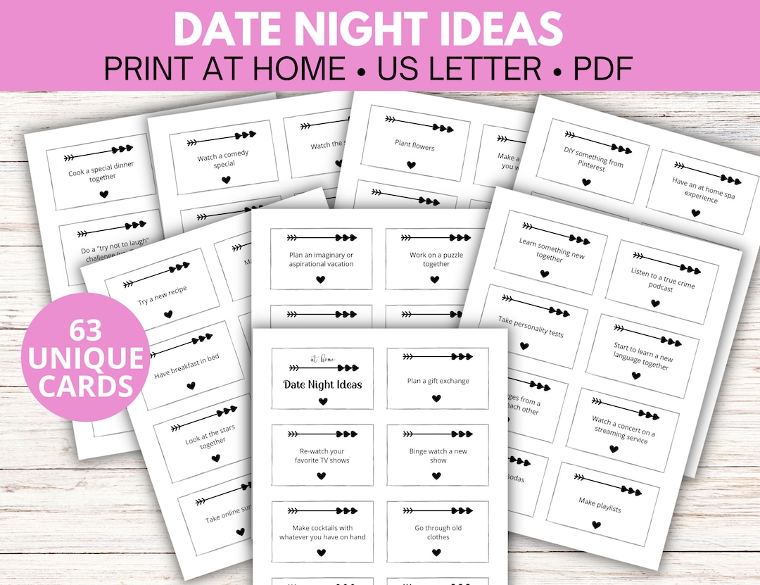 Date Night Ideas, Printable Date Night Jar Cards, at Home Date Ideas ...