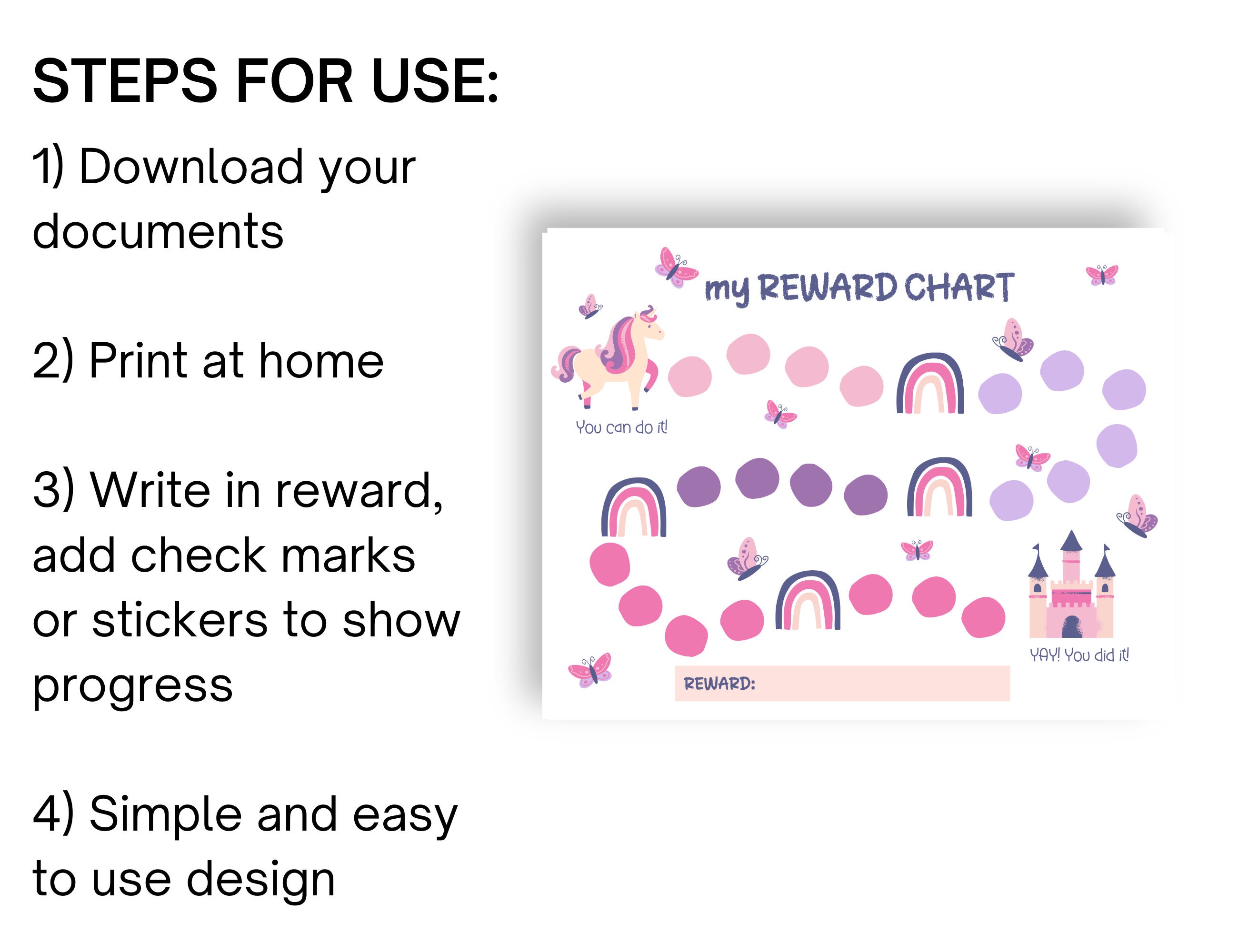 Unicorn Kids Reward Chart, Toddler Behavior Chart, Unicorn Rainbow ...