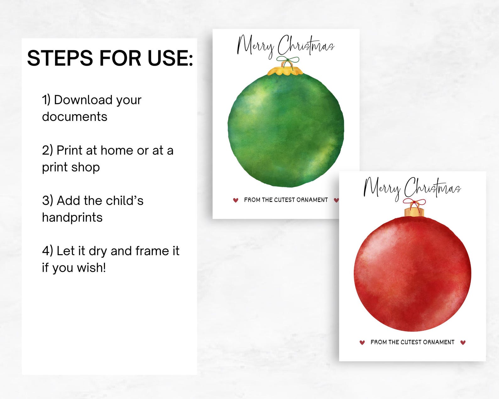 Christmas Ornament Handprint Craft, Holiday Handprint Art, Printable ...