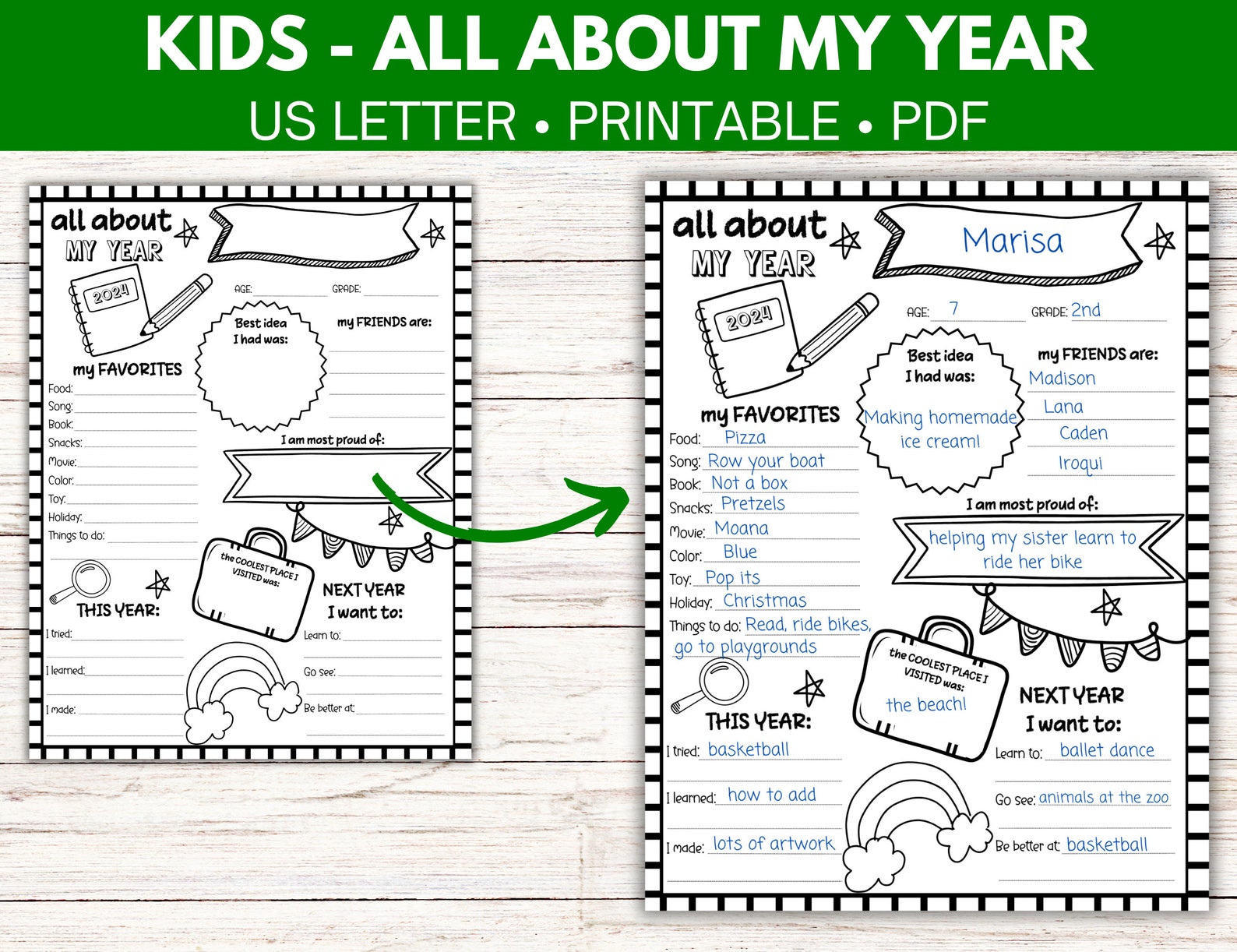 Last Day of School Interview, All About My Year Printable, Year in ...