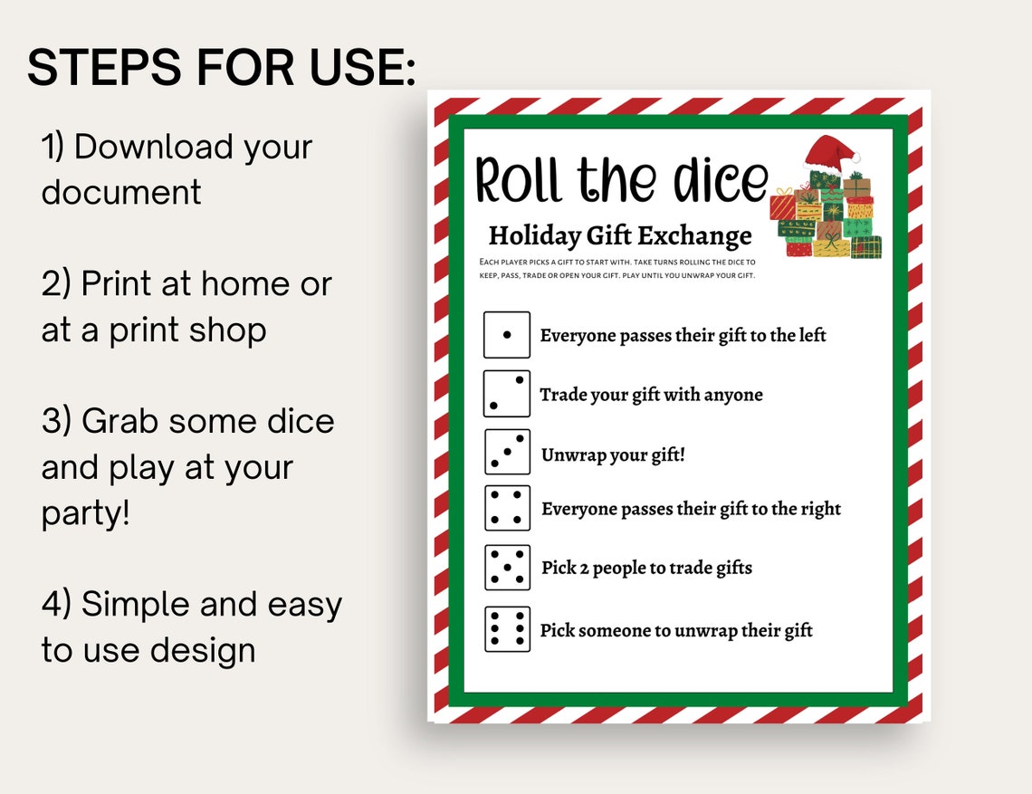 Christmas Left Right Game Printable, Right Left Gift Exchange Game ...