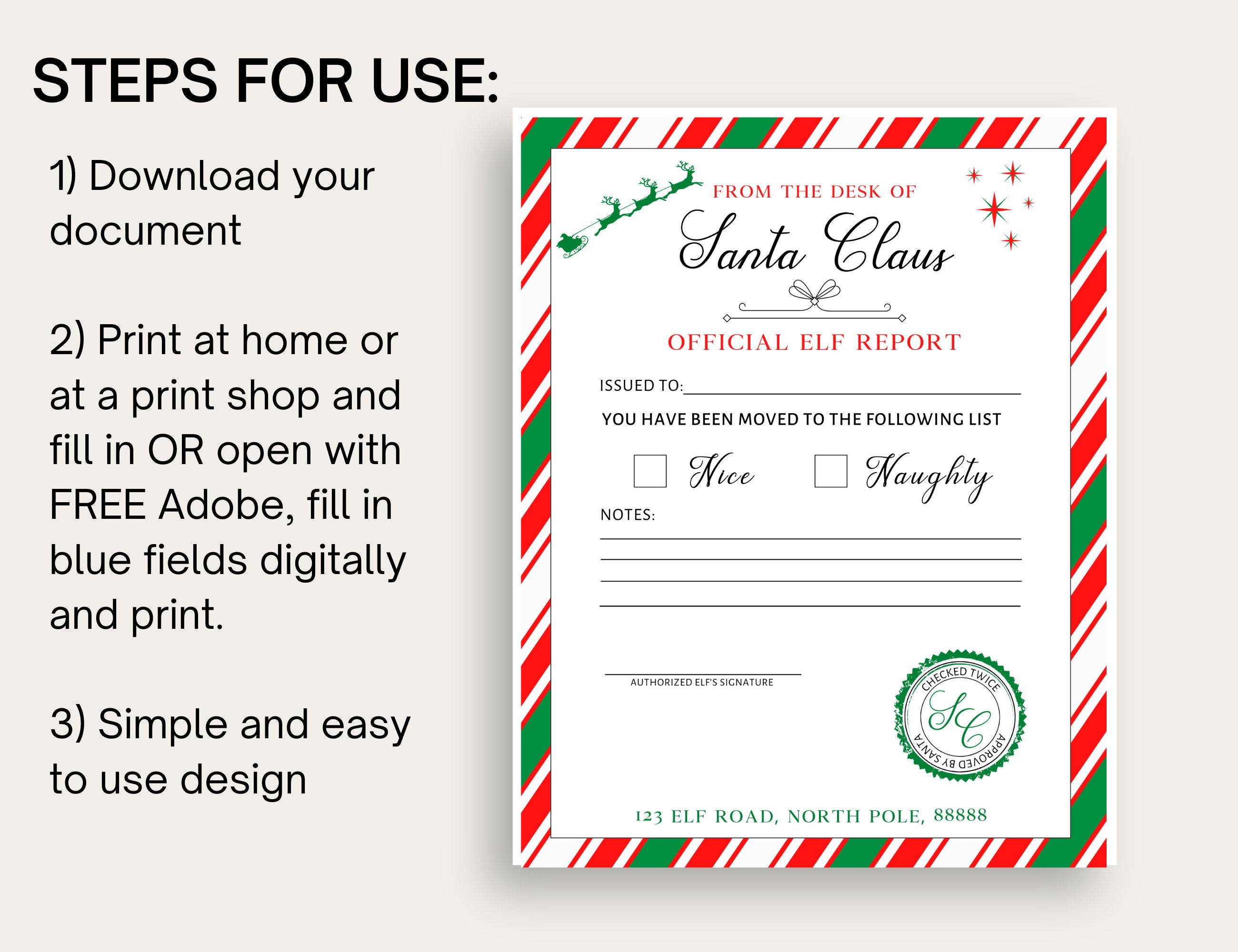 Printable Elf Report Card Letter, Fillable PDF Letter From Elf ...