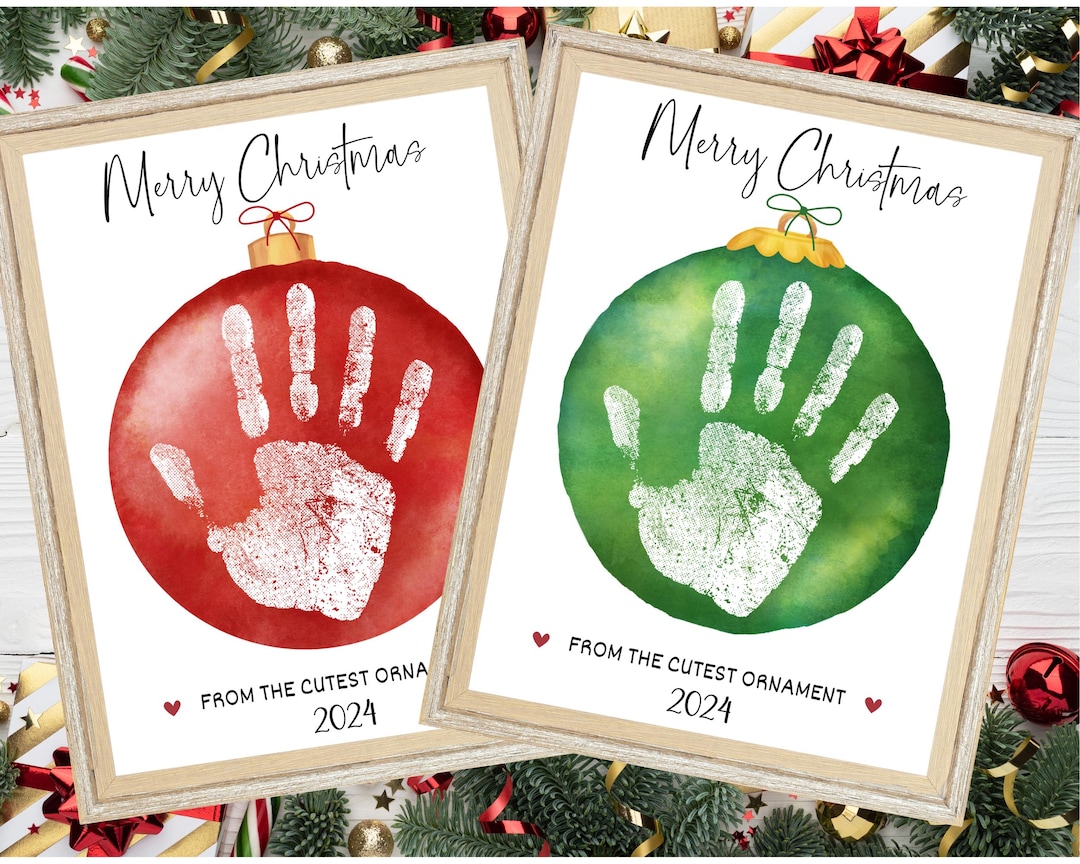 2024 Christmas Ornament Handprint Craft, Baby Handprint Art, Printable ...