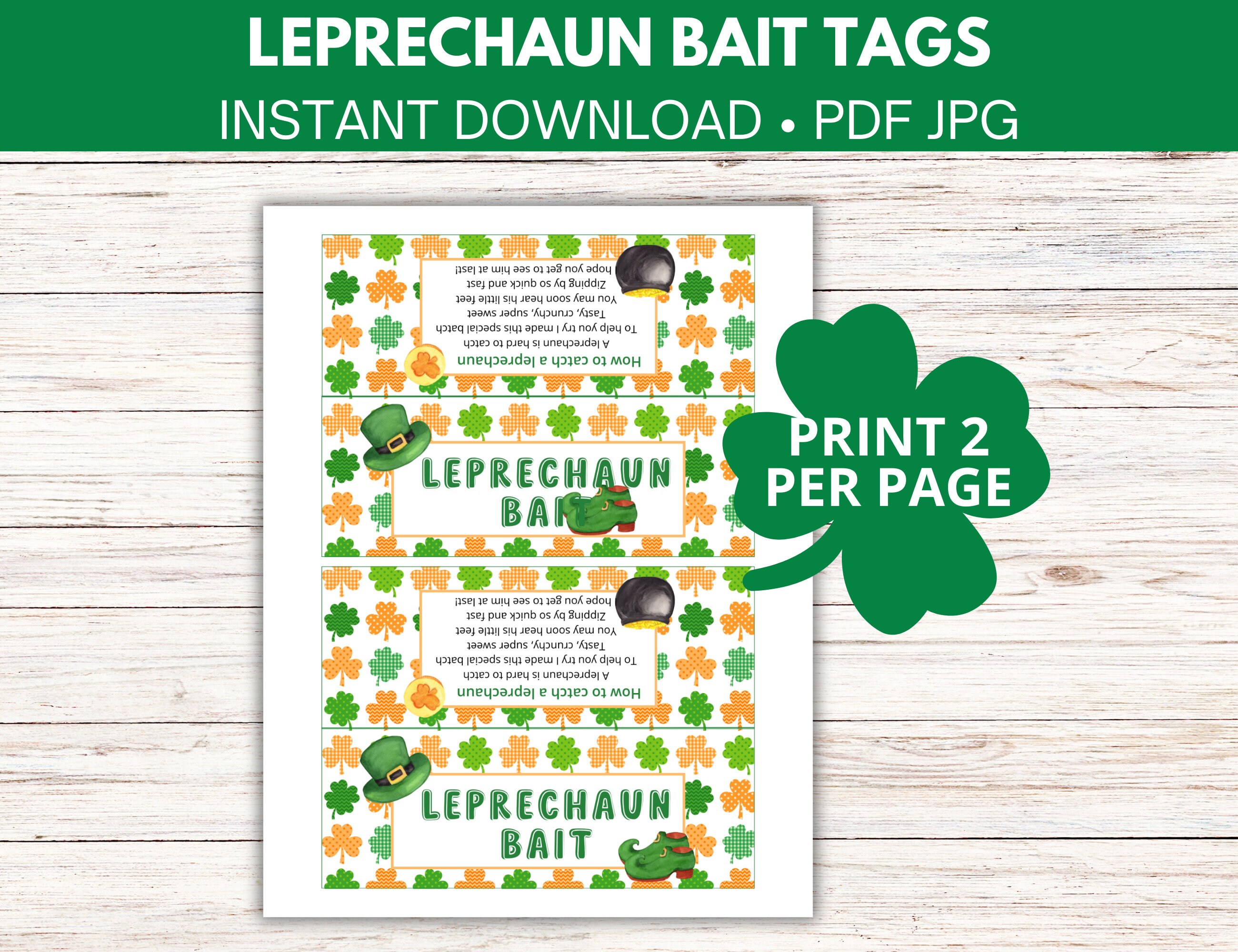 Leprechaun Bait Tag for Treat Bags, Bait Bag Topper for Leprechaun Trap ...