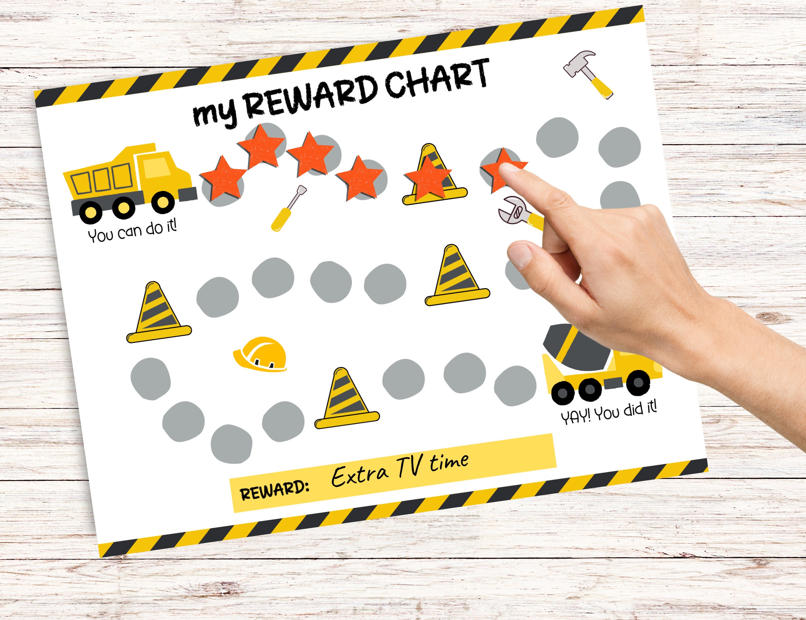 Dump Truck Kids Reward Chart, Toddler Behavior Chart, Sticker Chart ...