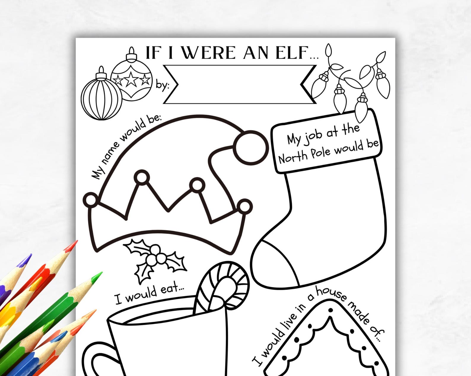 If I Were an Elf Christmas Printable Kids Activity, Holiday Writing ...