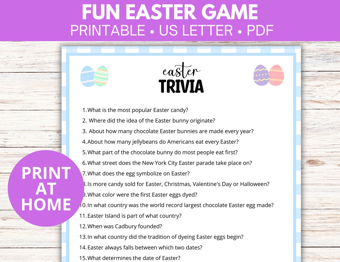 Easter Trivia Game Printable, Easter Party Group Game, Easter Trivia ...