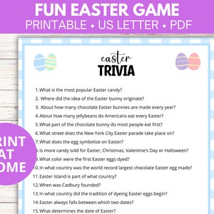 Easter Trivia Game Printable, Easter Party Group Game, Easter Trivia ...