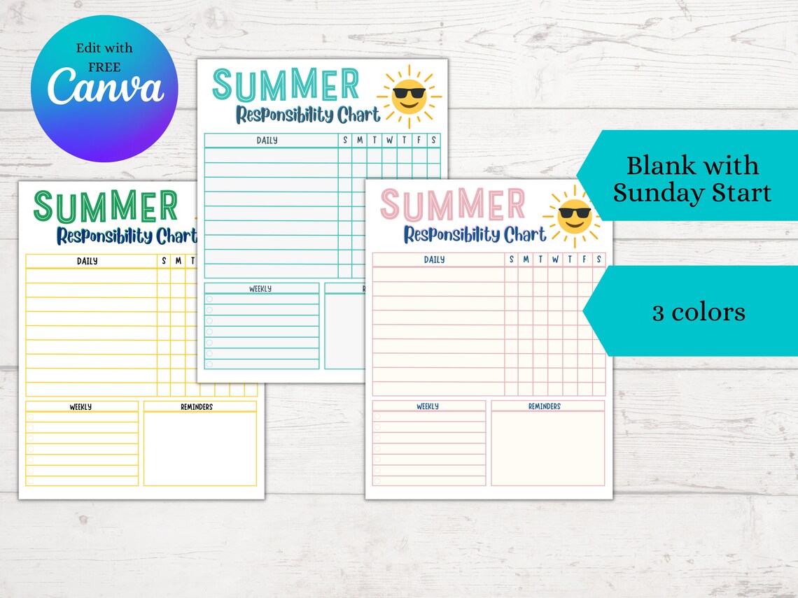 Summer Chore Chart for Kids With Printable Money Savings Tracker ...