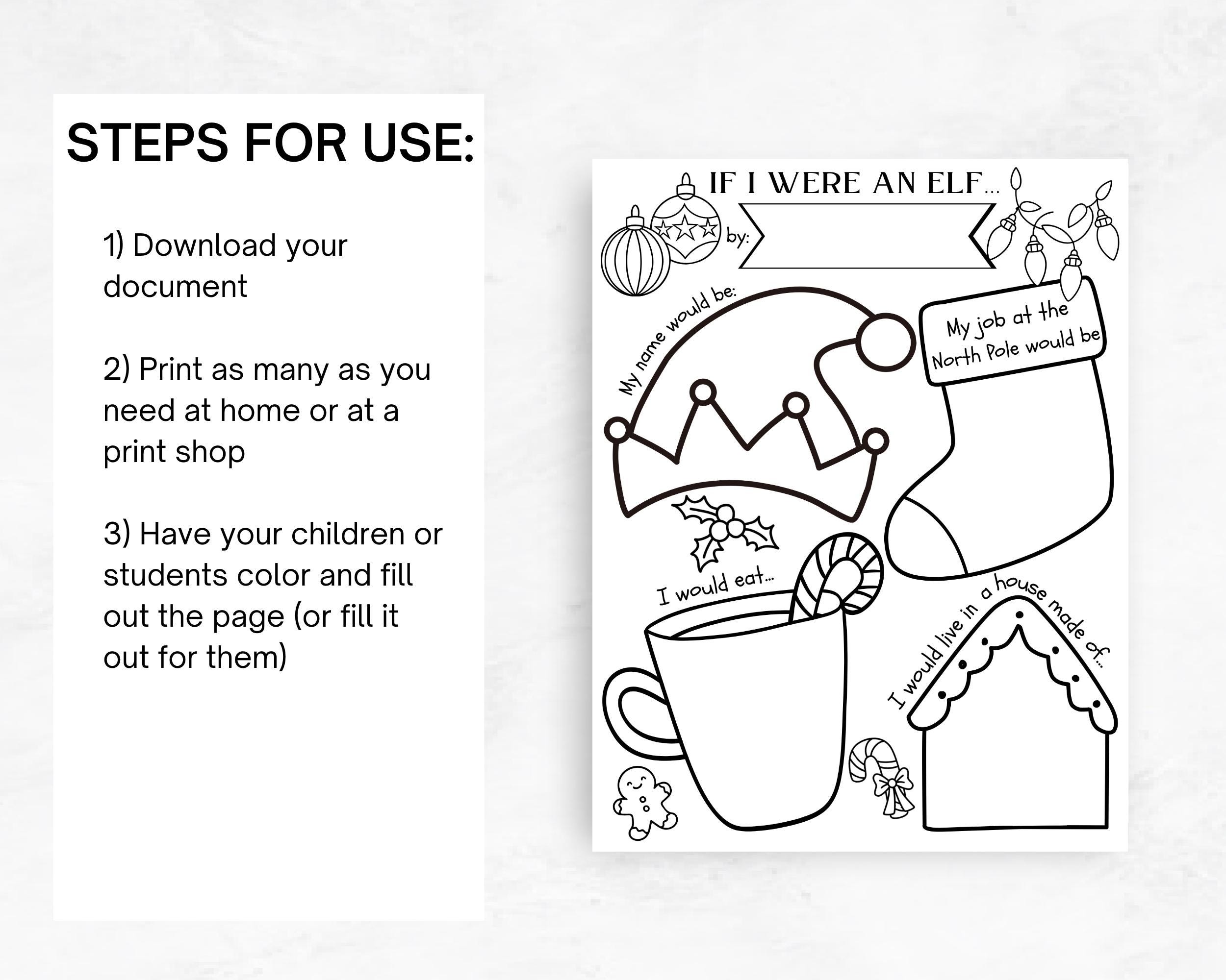 If I Were an Elf Christmas Printable Kids Activity, Holiday Writing ...