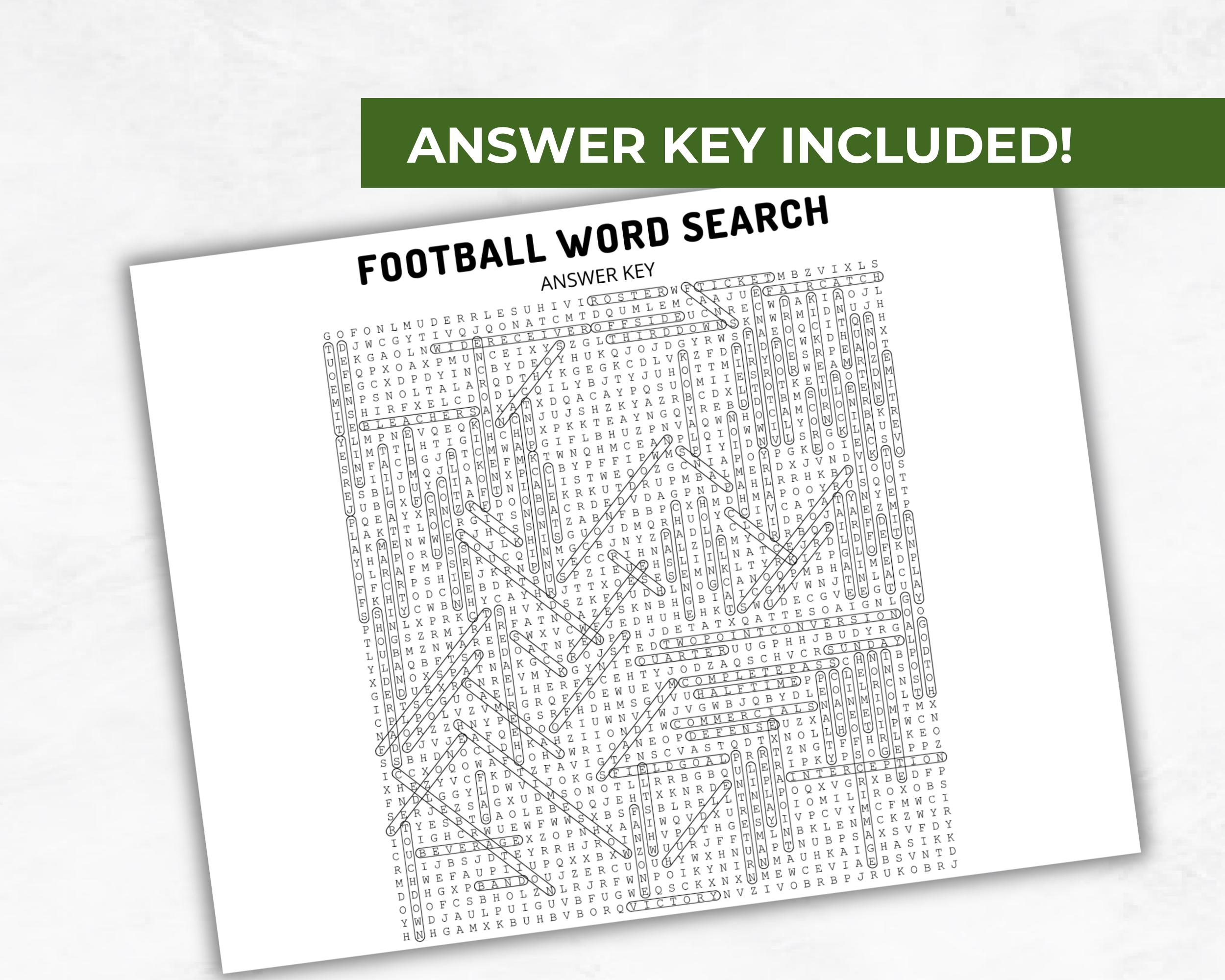 Football Word Search Printable, Big Game Party Activity for All Ages ...