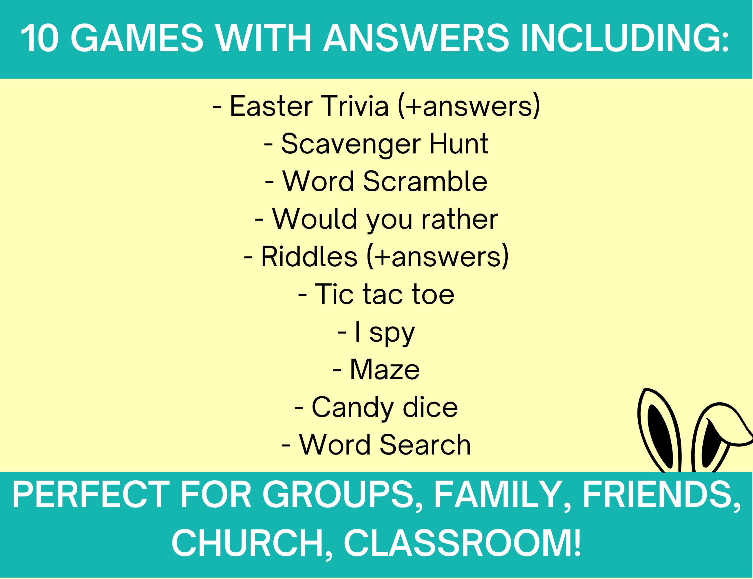 Easter Printable Games Bundle for Kids and Adults, Easter Trivia ...