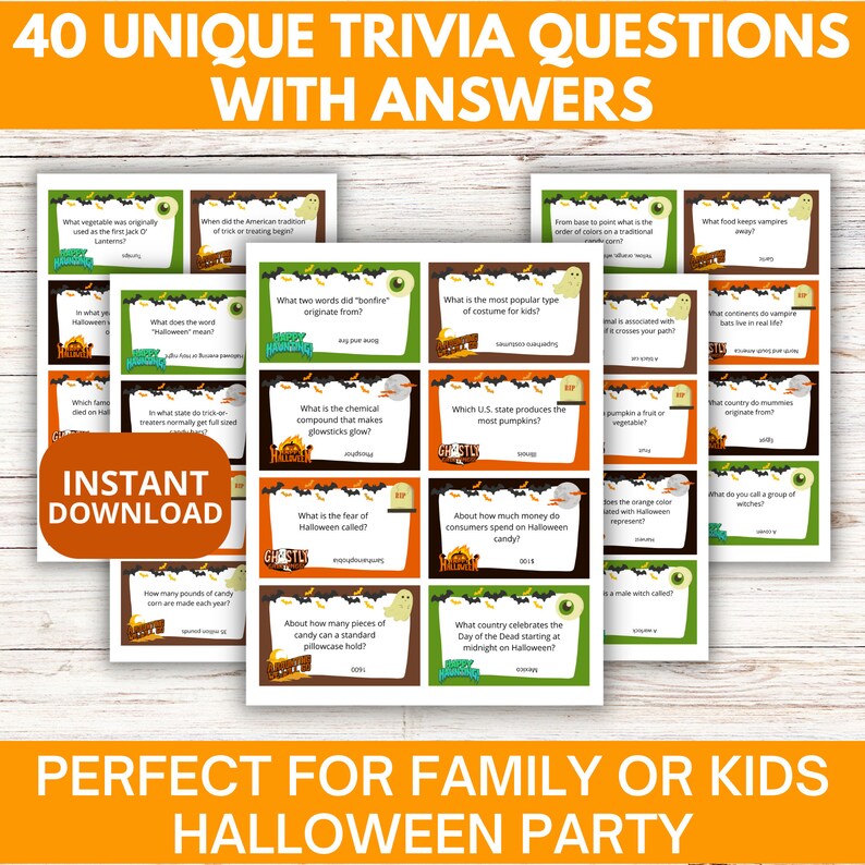 Printable Halloween Trivia for Kids, Halloween Trivia Game for Family ...