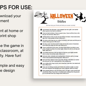 Halloween Riddles Printable Party Game, Halloween Trivia Game ...