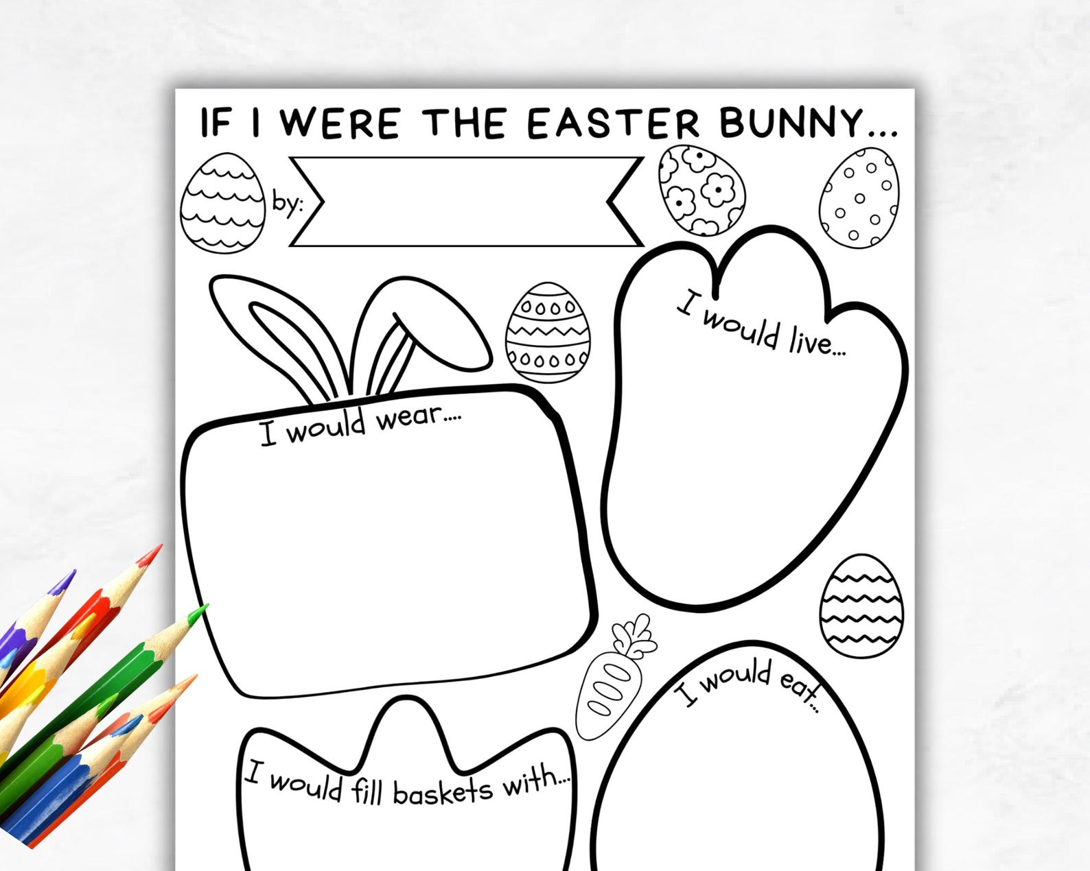 If I Were the Easter Bunny Printable, Easter Coloring Page, Classroom ...