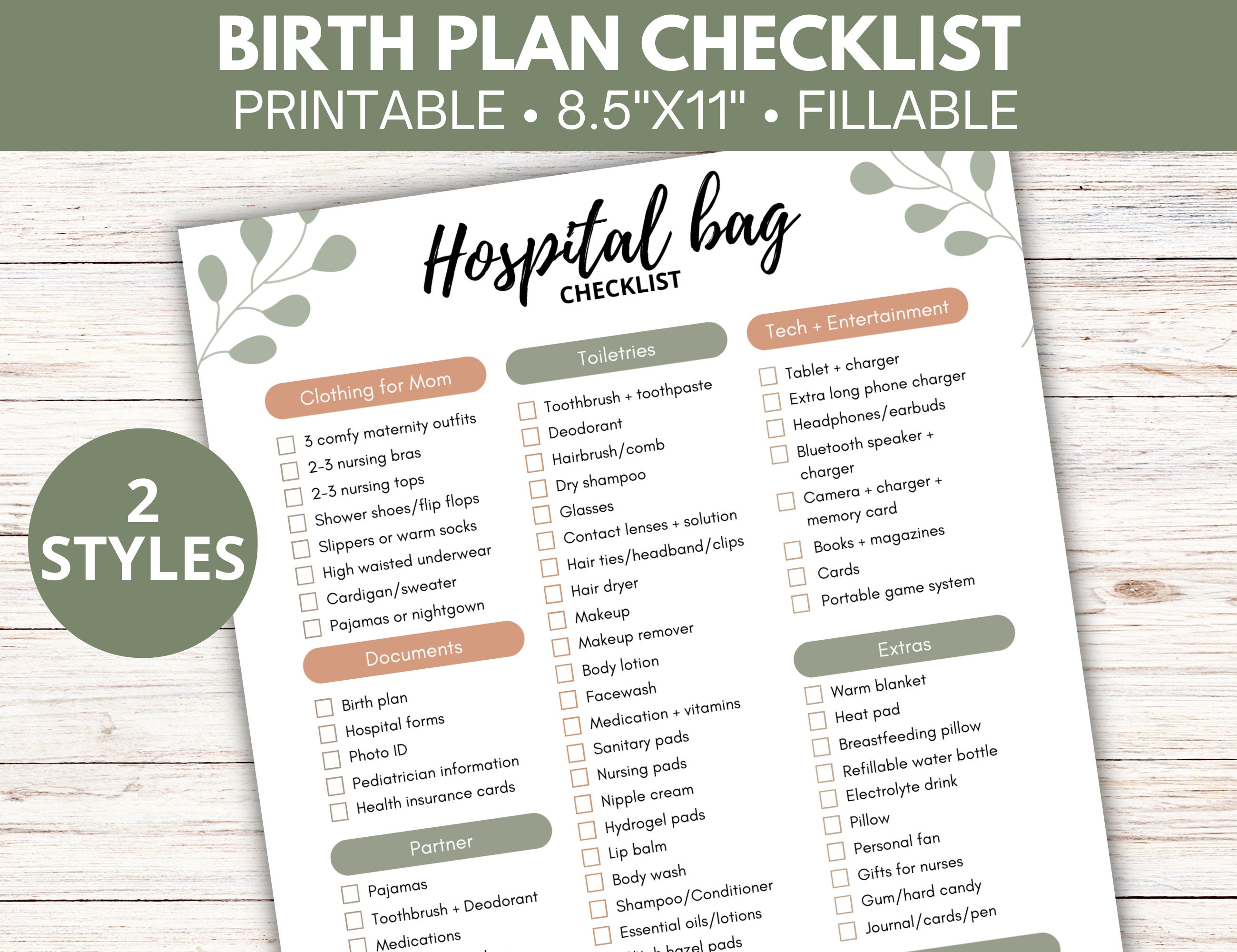 Birth Plan Template, Editable Birth Plan Checklist, Natural Birth Plan ...