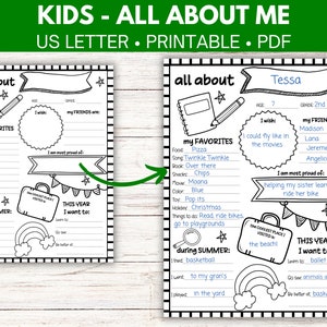 First Day of School Interview, All About Me Kids Printable, Back to ...