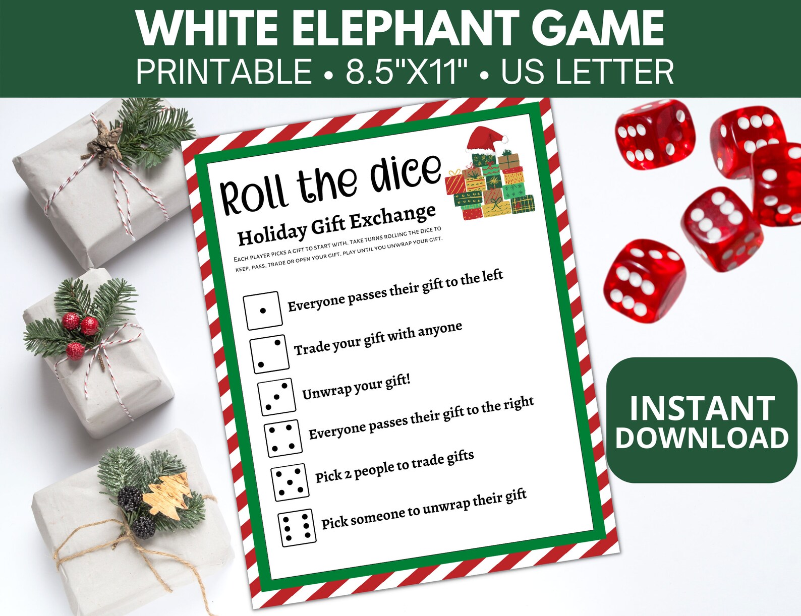 Christmas Left Right Game Printable, Right Left Gift Exchange Game ...